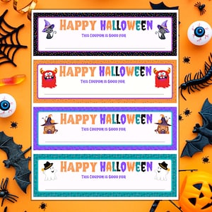 Halloween Coupons, Gift Certificate, Reward Coupons for Kids, 4 ...