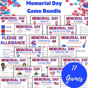 Memorial Day Game Bundle, Printable Family Games, Virtual Party Games ...