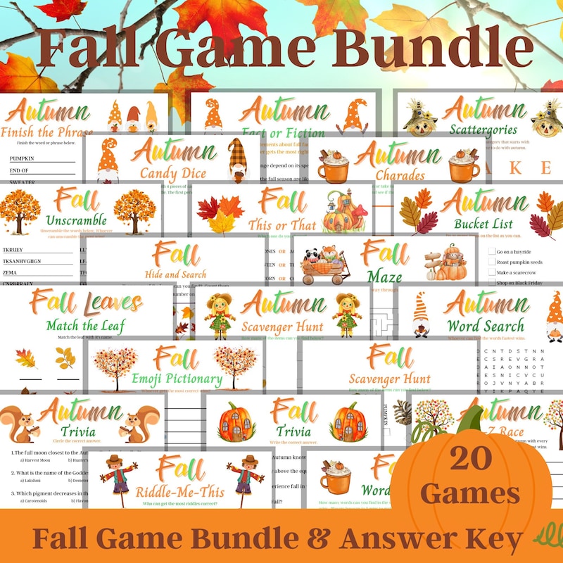 Autumn Games Printable - Etsy