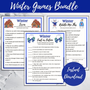 Winter Games Bundle, Printable Family Games, Fun for the Whole Family ...