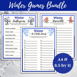 Winter Games Bundle, Printable Family Games, Fun for the Whole Family ...