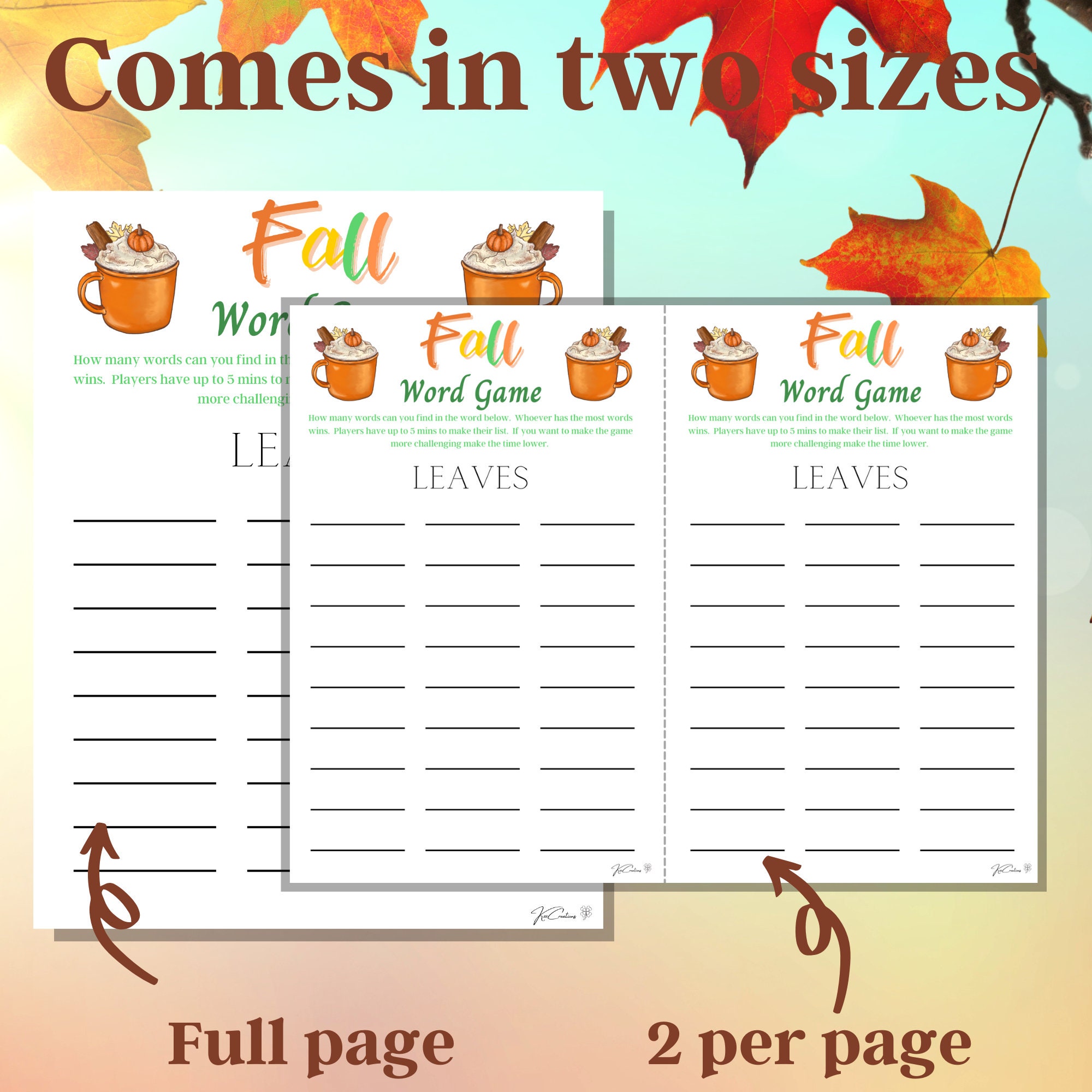Fall Word Game Printable Autumn Game Fall Riddles Fall - Etsy
