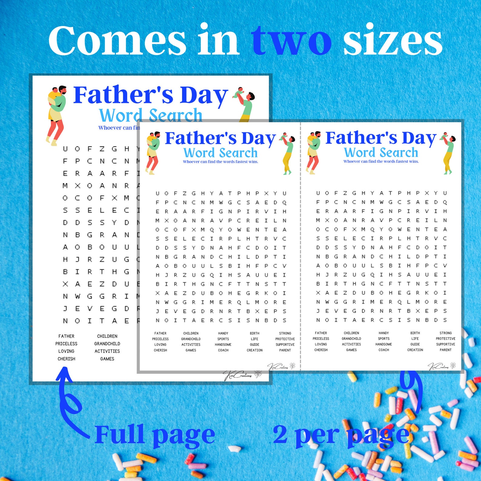 Father's Day Word Search Printable Family Game Virtual - Etsy