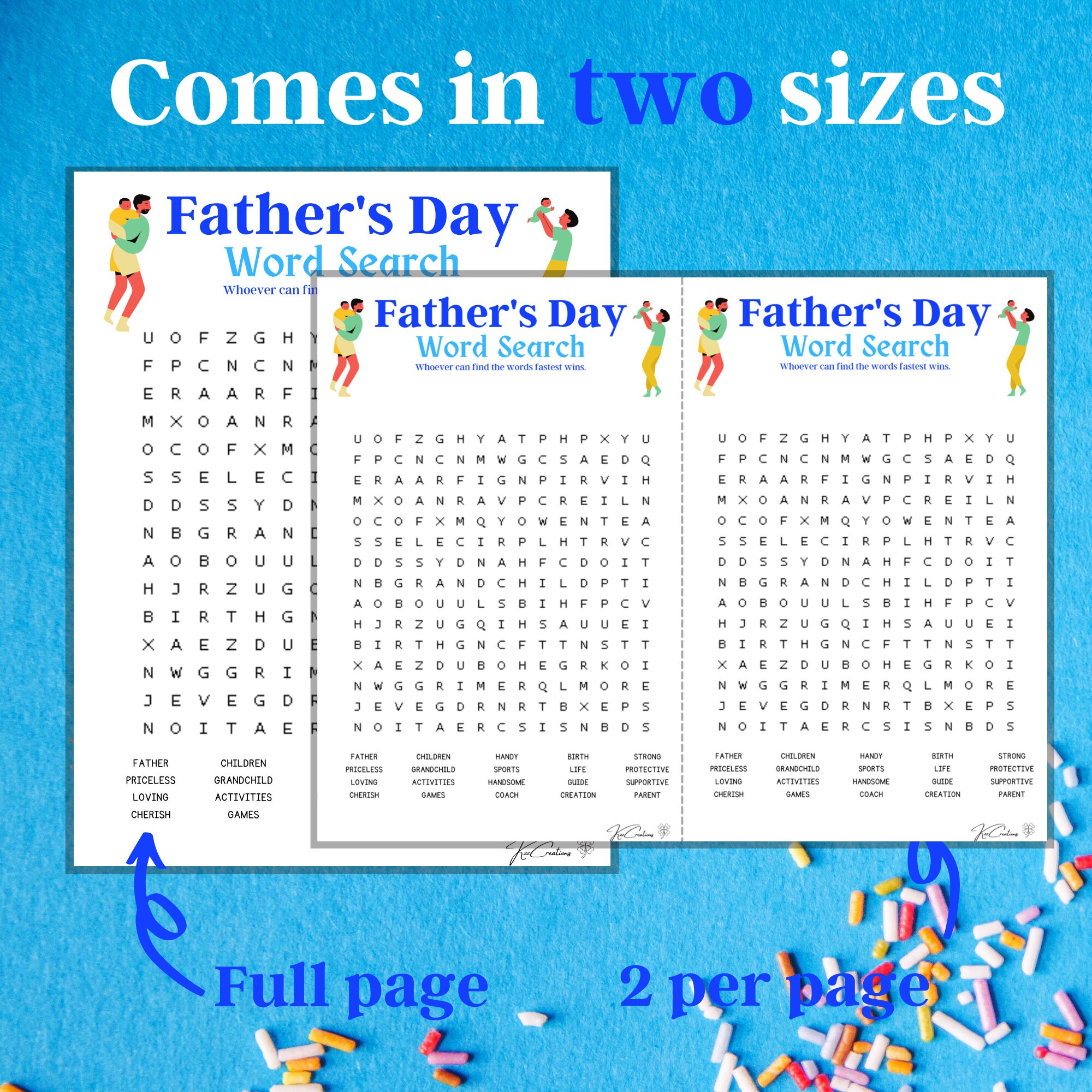 Father's Day Word Search Printable Family Game Virtual - Etsy