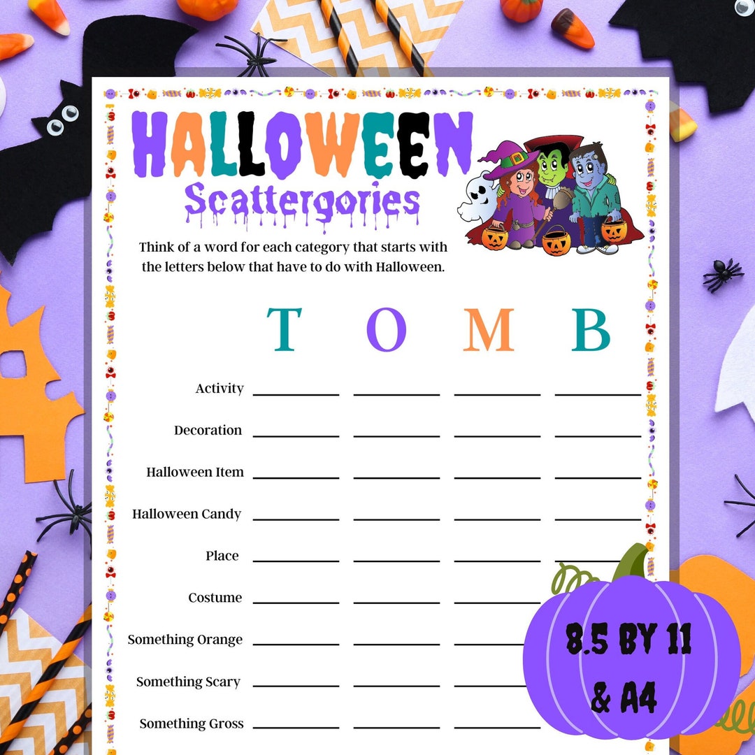 Halloween Scattergories, Game for Kids, Game for Adults, Virtual Game ...