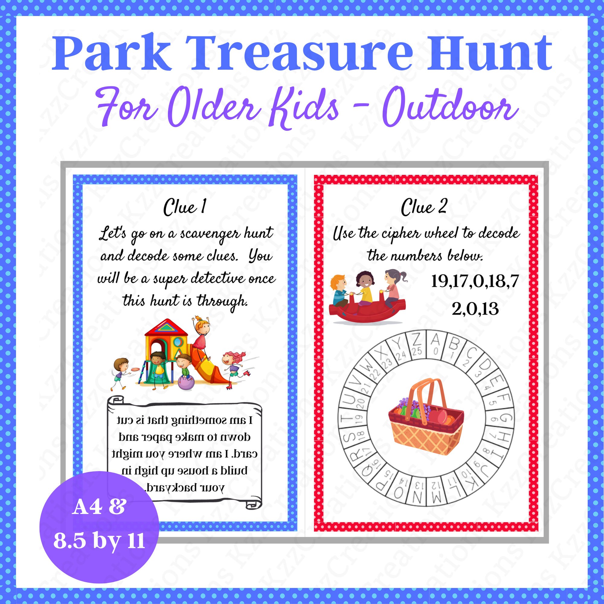 Park Scavenger Hunt, Crack the Code Clues, Older Kids (PDF Pattern) - Etsy