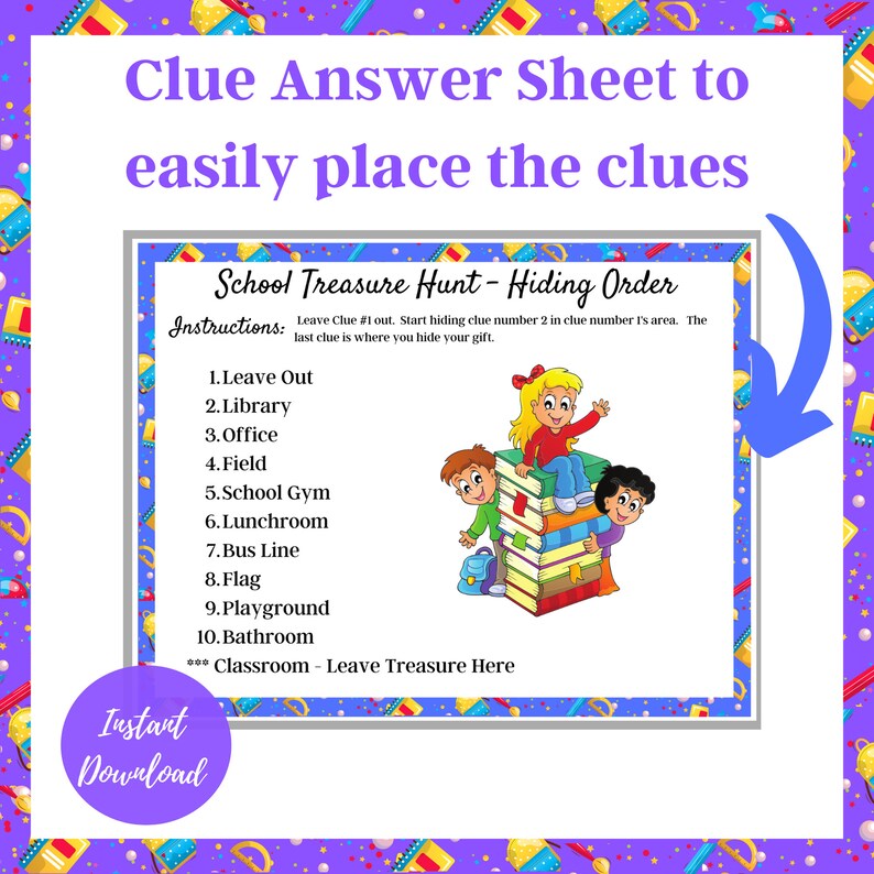 School Treasure Hunt Scavenger Hunt for Your Class Treasure - Etsy