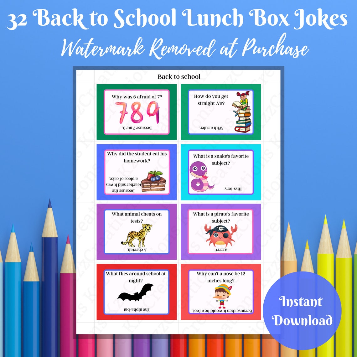 Back to School Lunch Box Jokes Notes for Kids Riddles for - Etsy