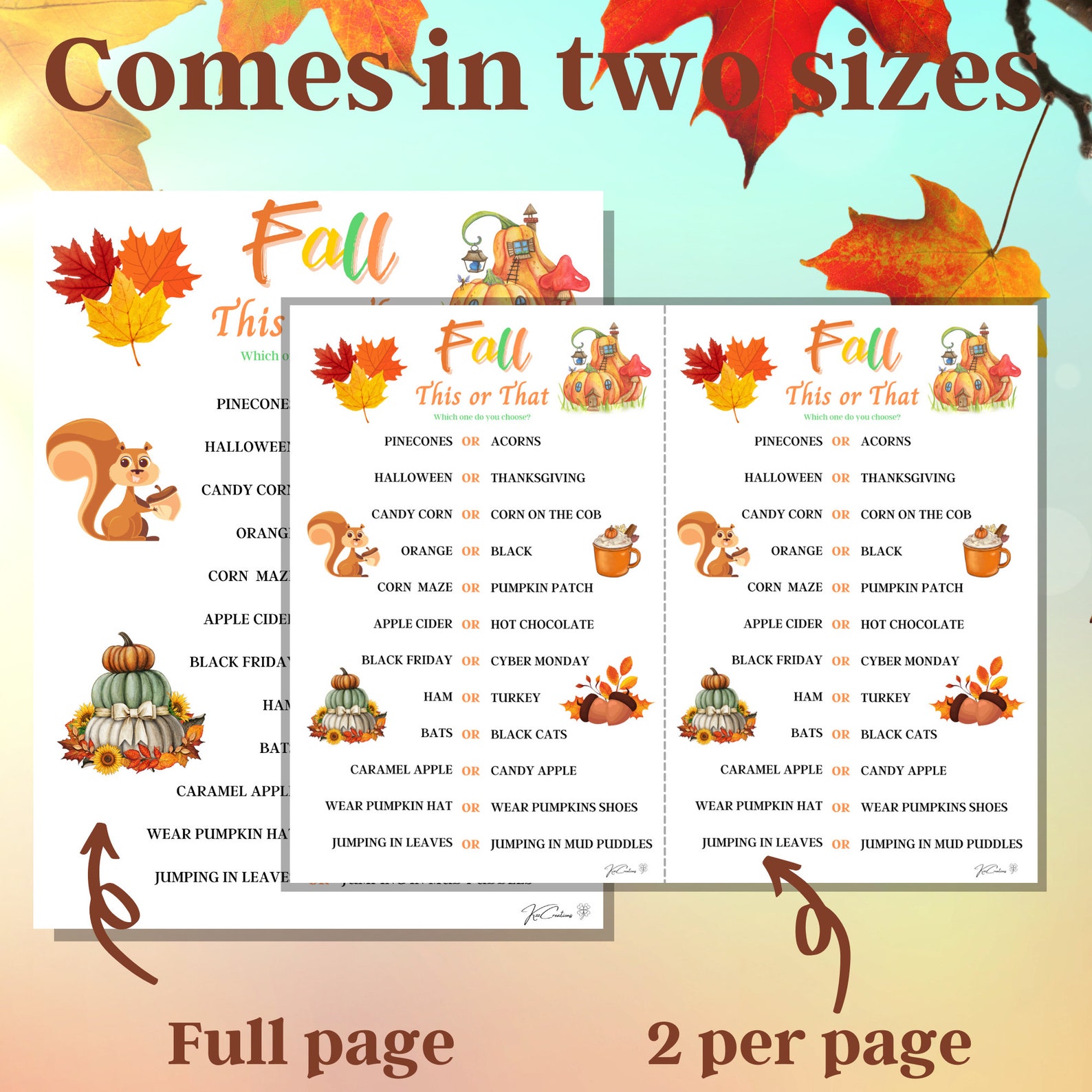 Fall This or That Game Printable Autumn Game Fall Riddles - Etsy
