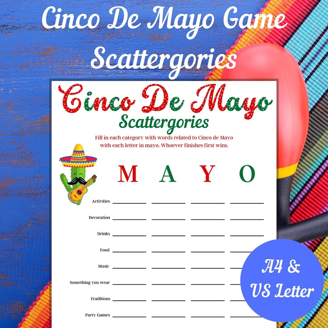 Cinco De Mayo Scattergories Game, Printable Family Game, Virtual Party ...