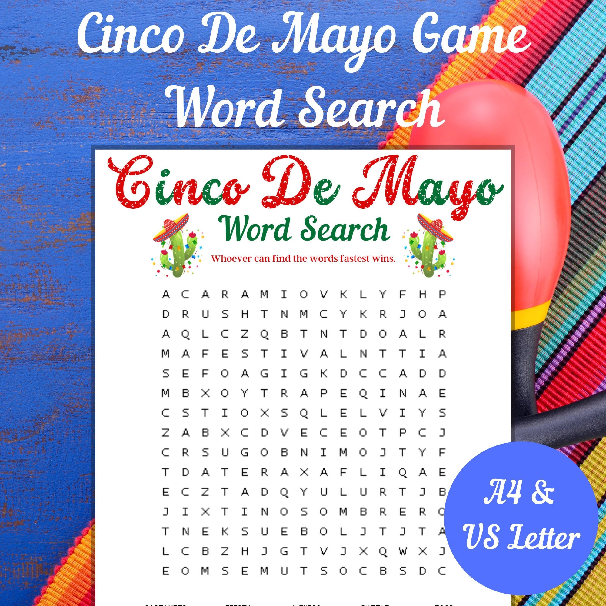 Cinco De Mayo Word Search Printable Family Game Virtual - Etsy Canada