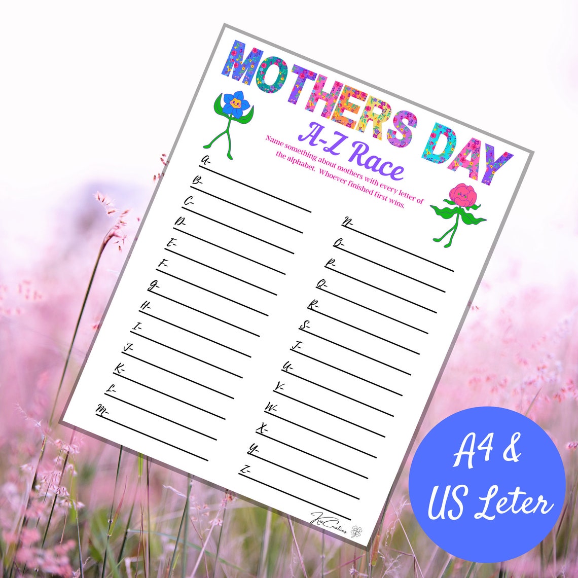 Mother's Day Game A-Z Race Family Game Virtual Party - Etsy
