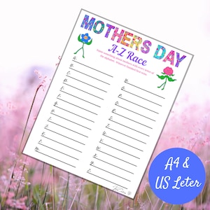 Mother's Day Game A-Z Race Family Game Virtual Party - Etsy