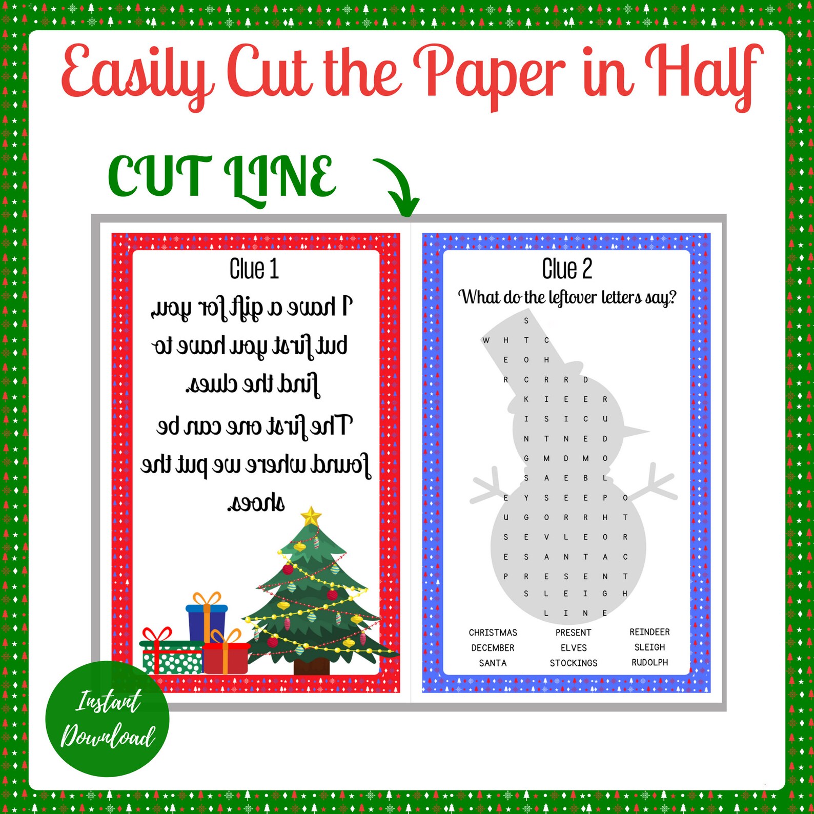 Christmas Treasure Hunt Crack the Code Christmas Indoor | Etsy