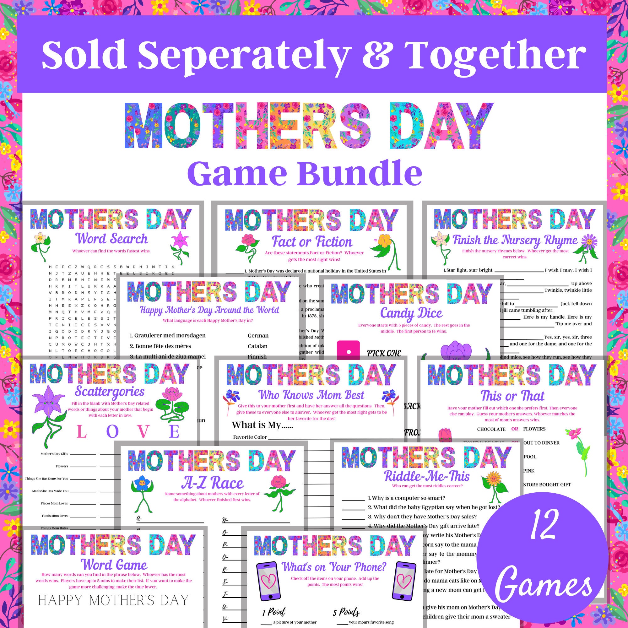 Mother's Day Game A-Z Race Family Game Virtual Party - Etsy