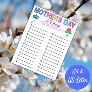 Mother's Day Game A-Z Race Family Game Virtual Party - Etsy