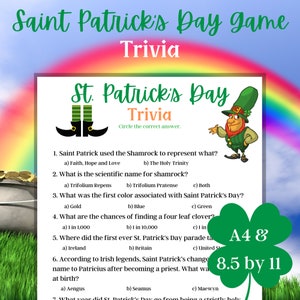 St Patrick's Day Trivia Game, Printable Family Game, Virtual Party Game ...