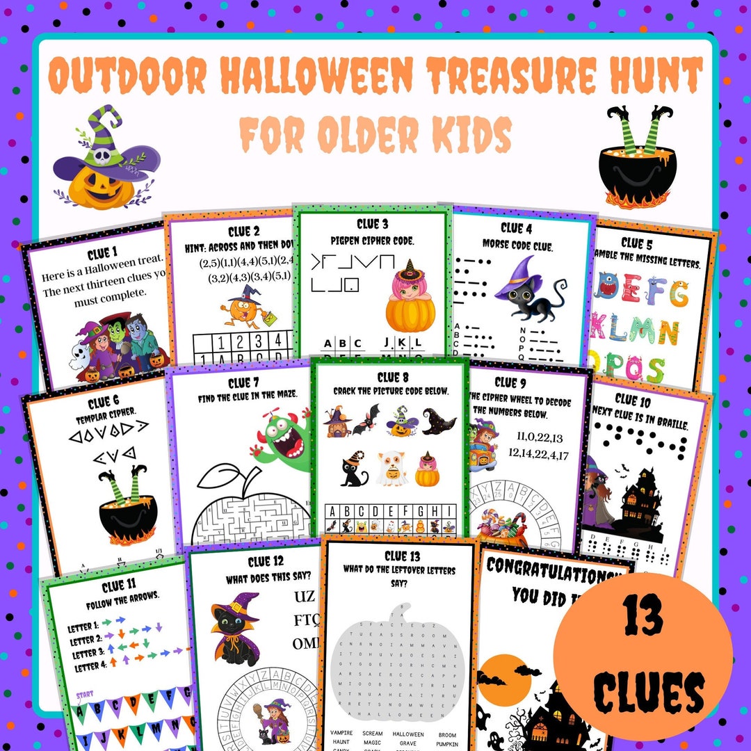 Halloween Scavenger Hunt, Outdoor Halloween Treasure Hunt, Halloween ...
