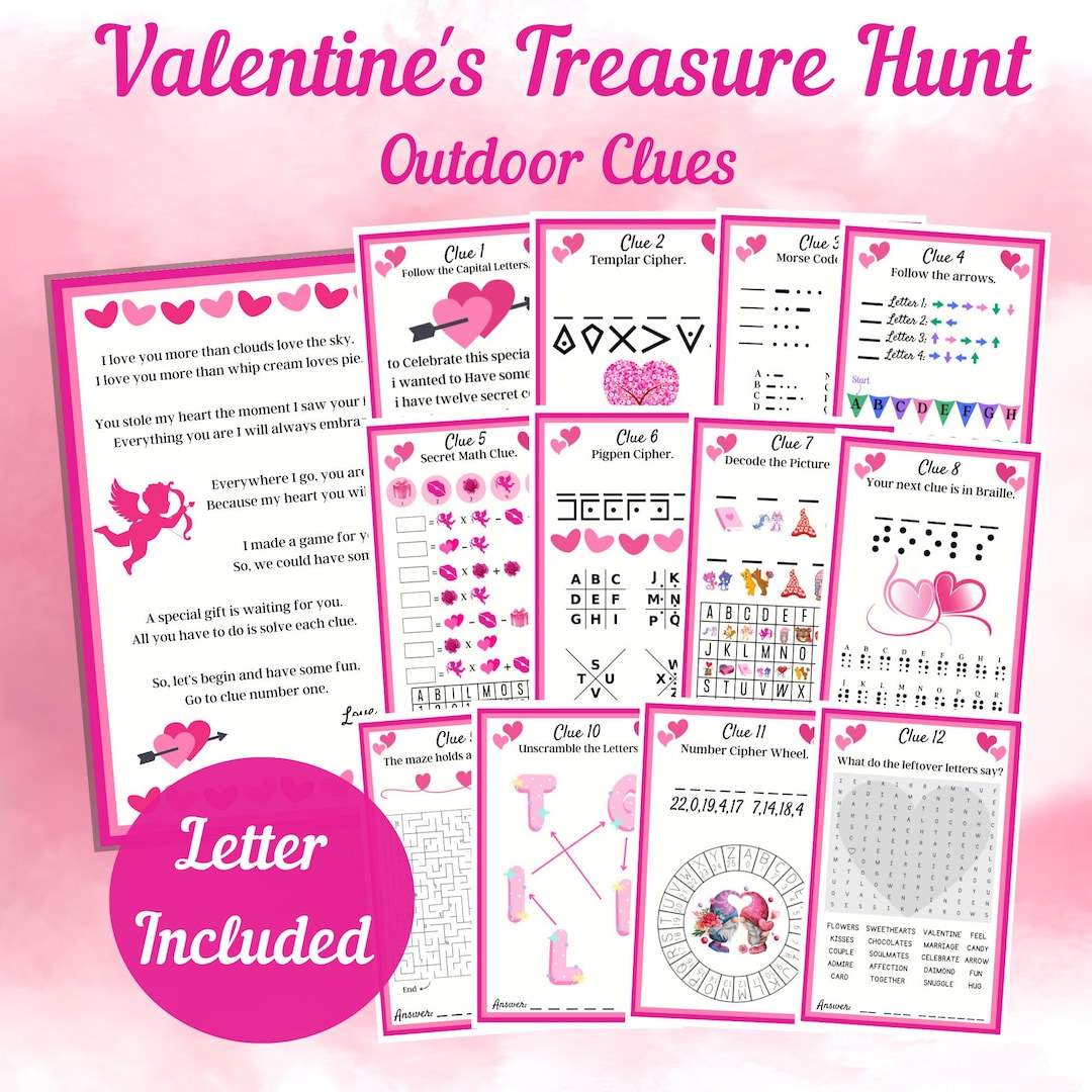 Valentines Day Scavenger Hunt, Valentine Letter, Valentine's Outdoor ...