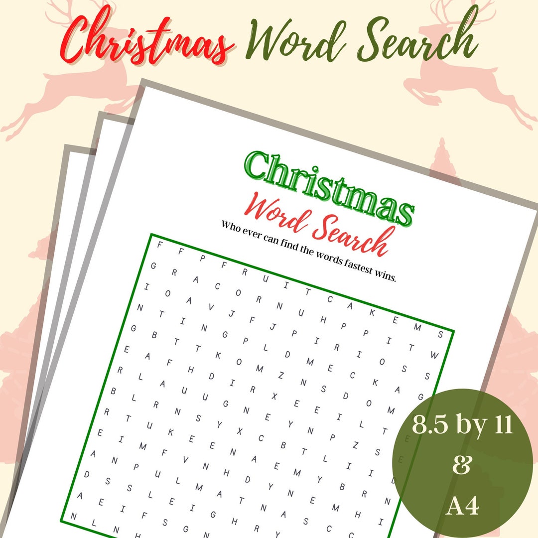 Christmas Game Word Search, Family Game, Party Game, Fun for the Whole ...