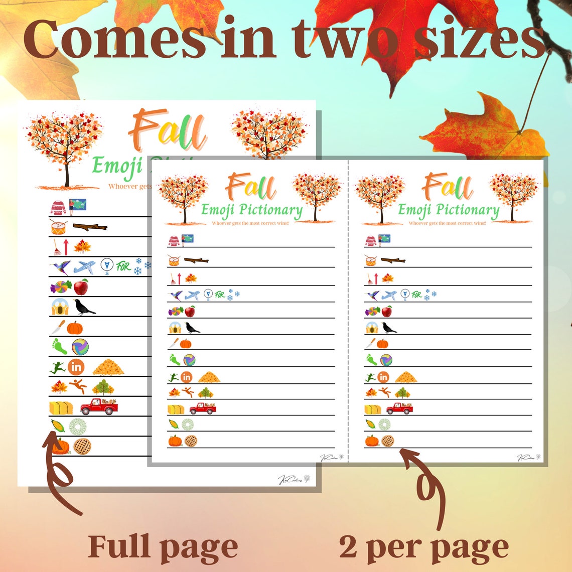 Fall Emoji Pictionary Printable Autumn Game Fall Activity - Etsy Canada