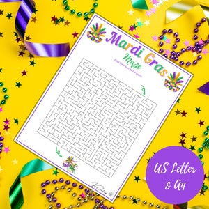 Mardi Gras Maze, Family Game, Mardi Gras Activity, Adult Game, Games ...