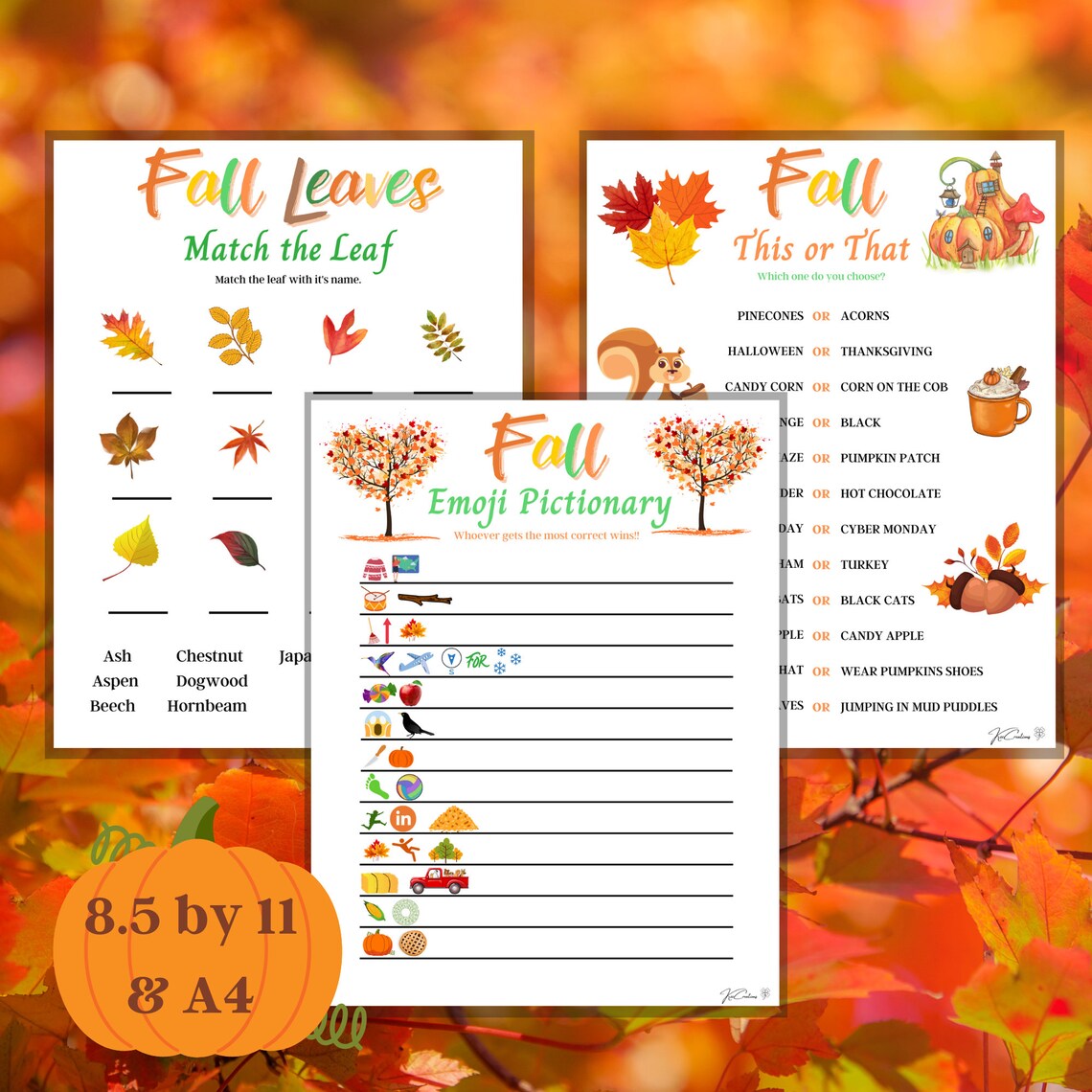 Fall Game Bundle 20 Printable Autumn Games Fall Time - Etsy