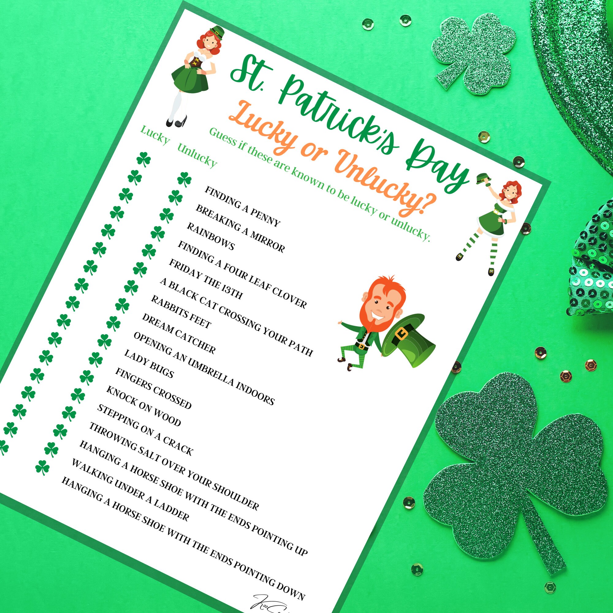 St Patrick's Day Game Lucky or Unlucky Family Game - Etsy