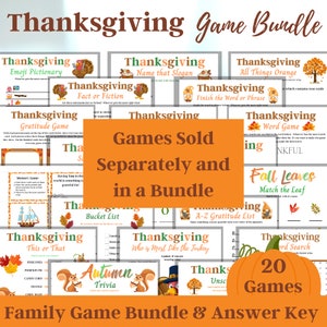 Thanksgiving Game Bundle, 20 Printable Games, Thanksgiving Activities ...