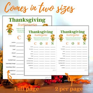 Thanksgiving Scattergories, Printable Game, Thanksgiving Activity for ...