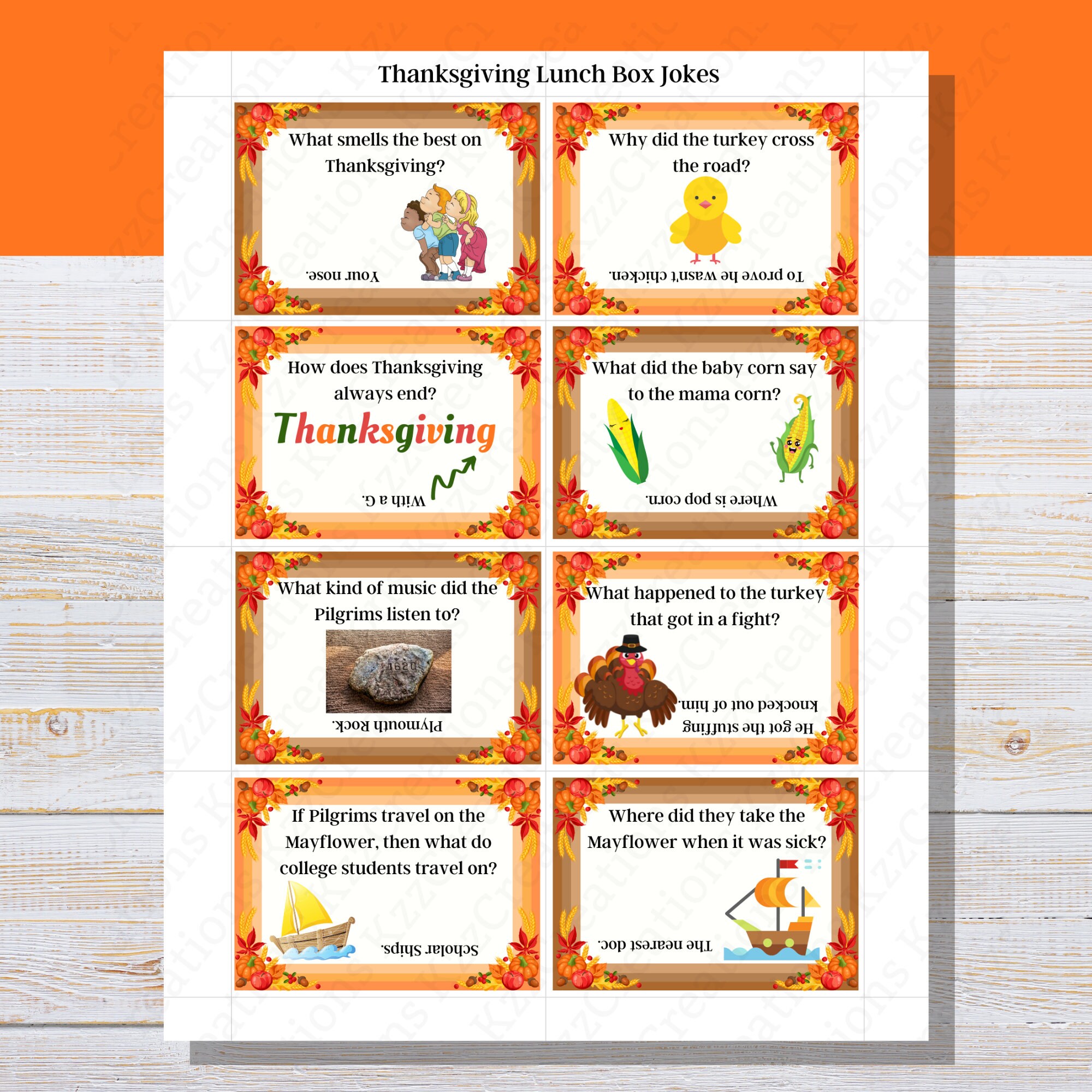 Thanksgiving Lunch Box Jokes Notes for Kids Fall/autumn - Etsy