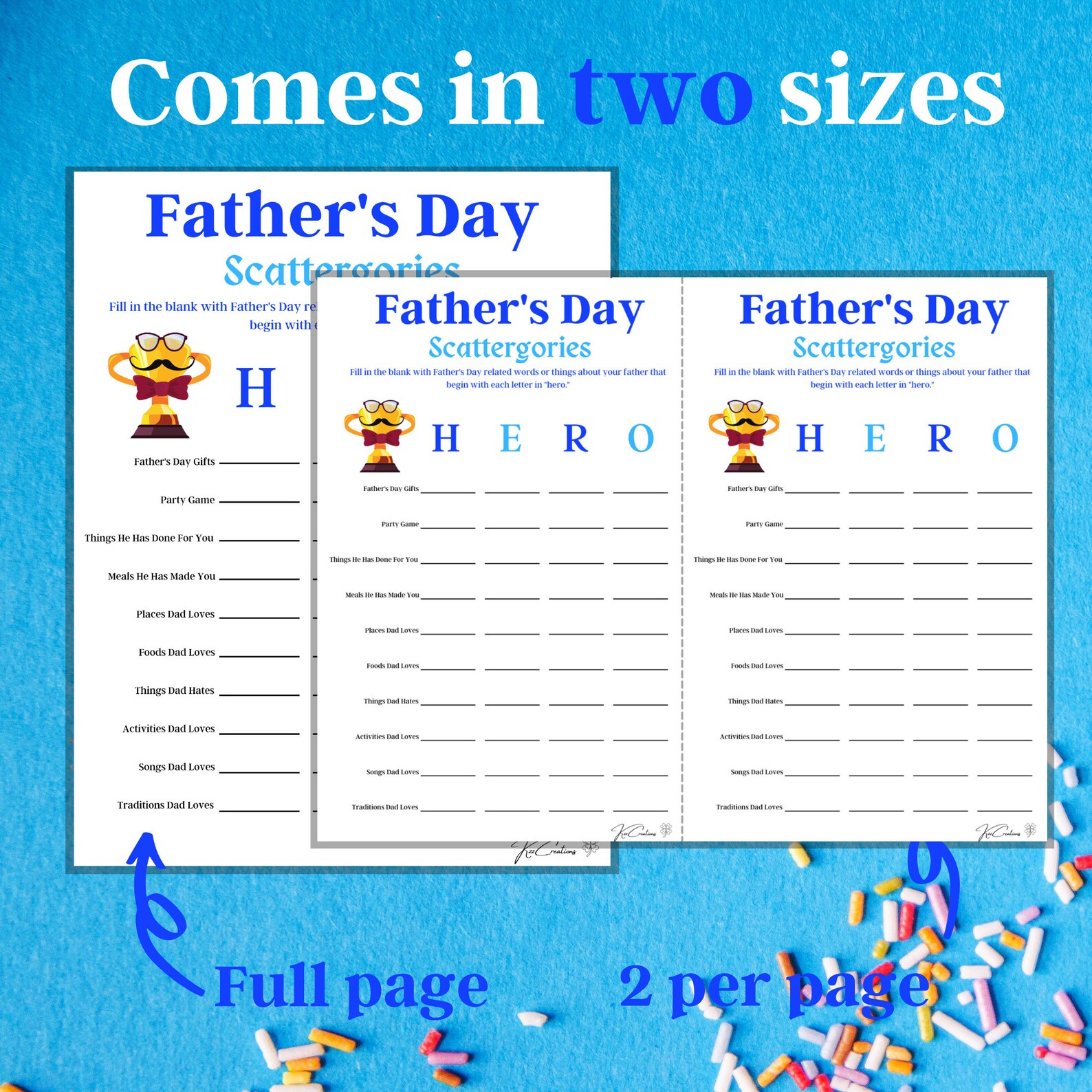 Father's Day Scattergories Game Printable Family Game - Etsy