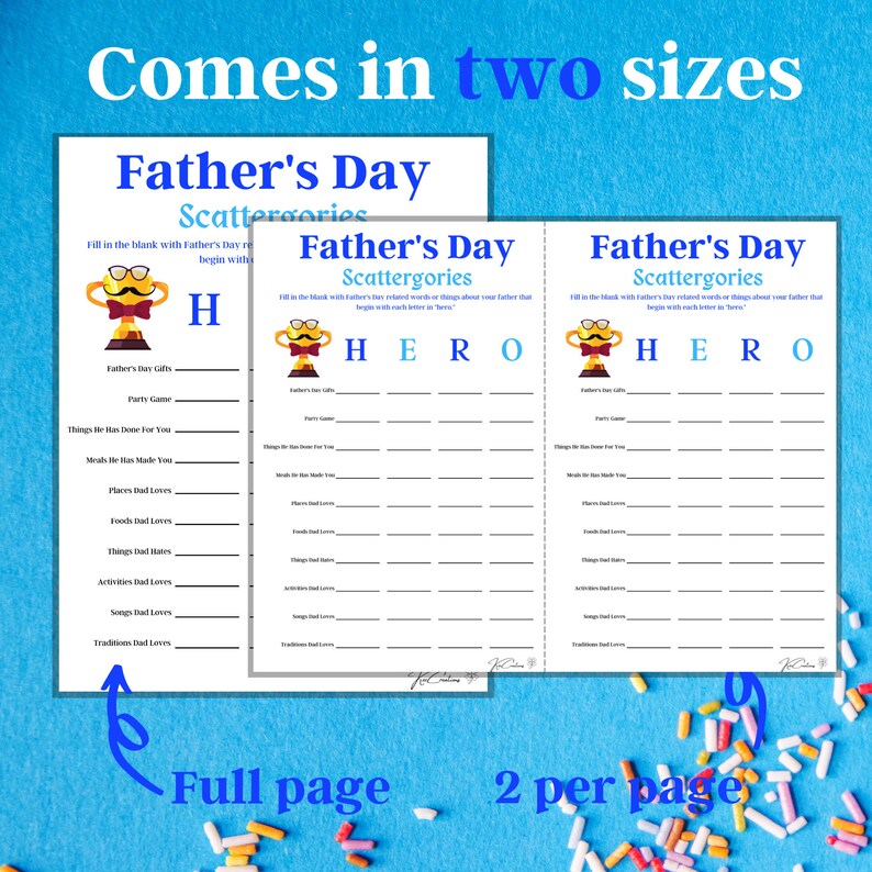 Father's Day Scattergories Game Printable Family Game - Etsy