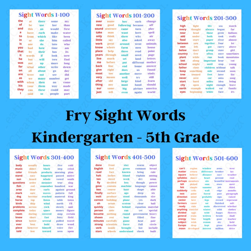Printable Sight Word Posters - Etsy