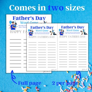 Father's Day Word Game, Printable Family Game, Virtual Game, Game for ...