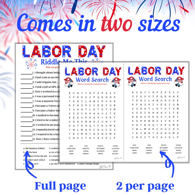 Labor Day Game Bundle, Printable Family Games (PDF) - Etsy