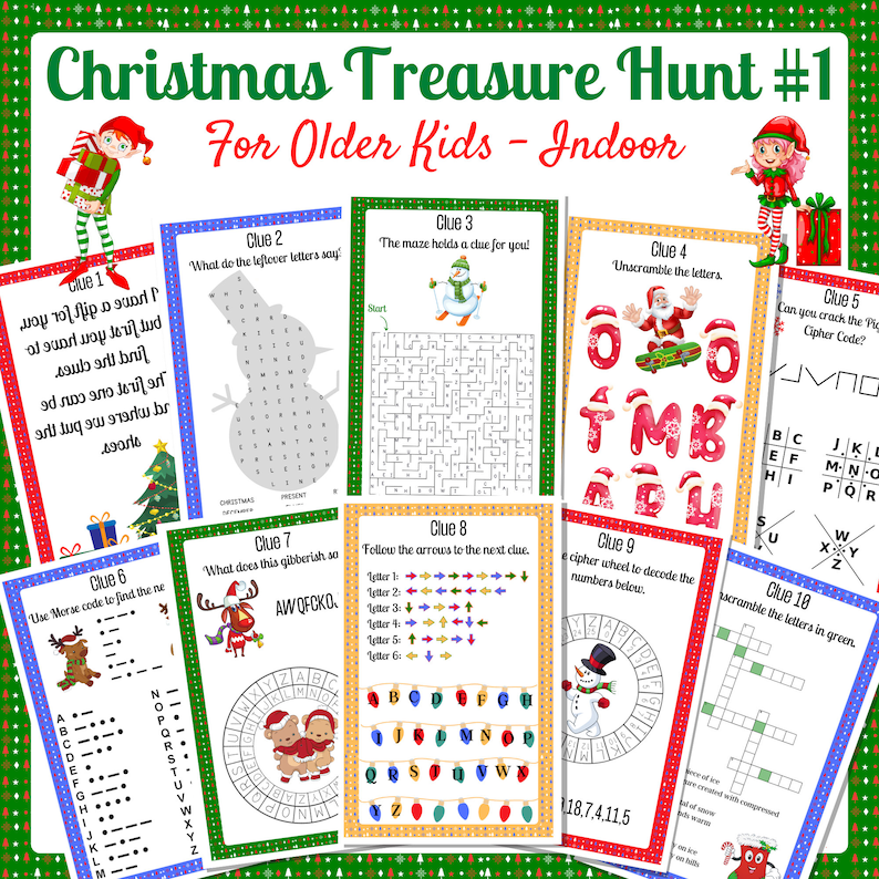 Christmas Treasure Hunt Crack the Code Christmas Indoor - Etsy