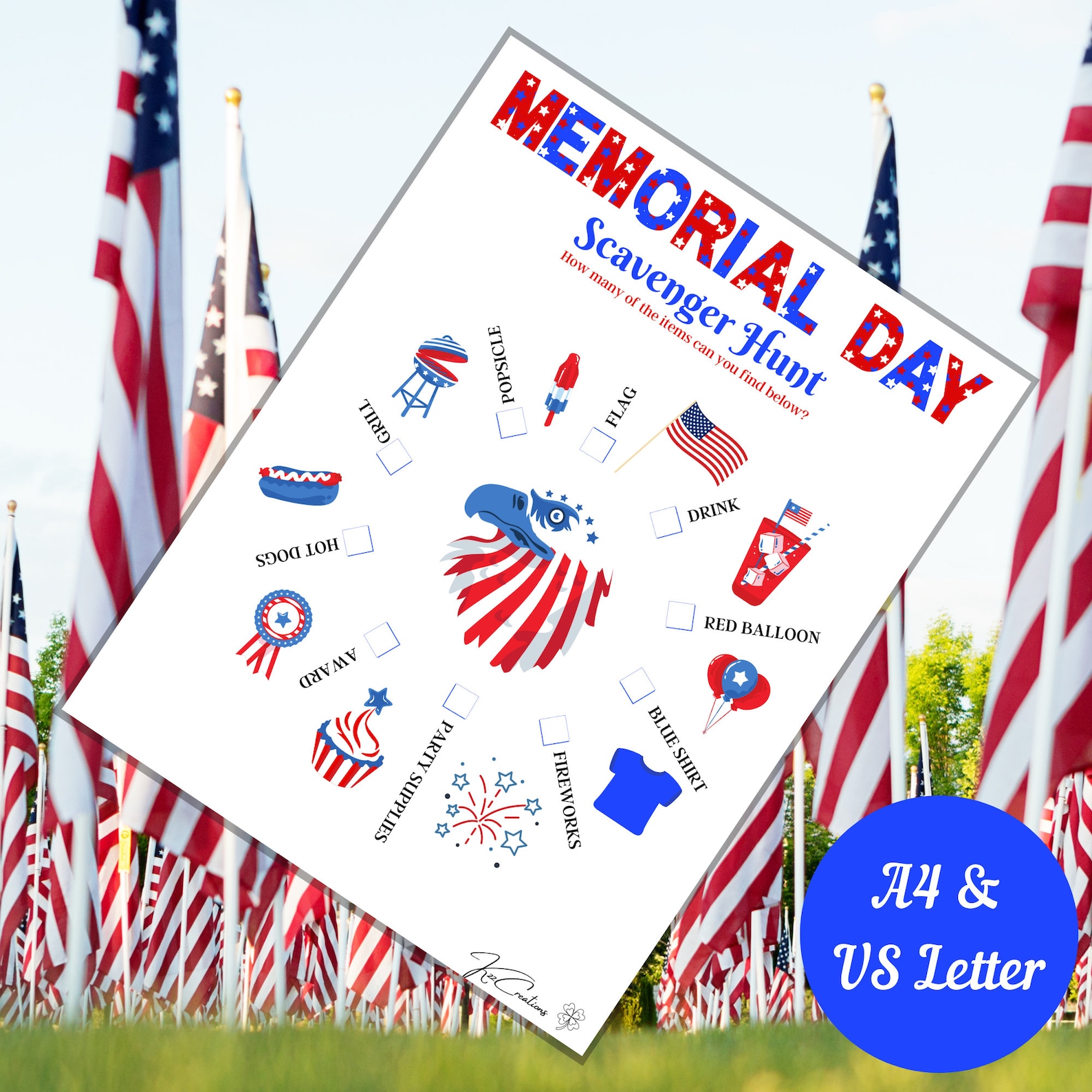 Memorial Day Scavenger Hunt Printable Family Game Game for - Etsy