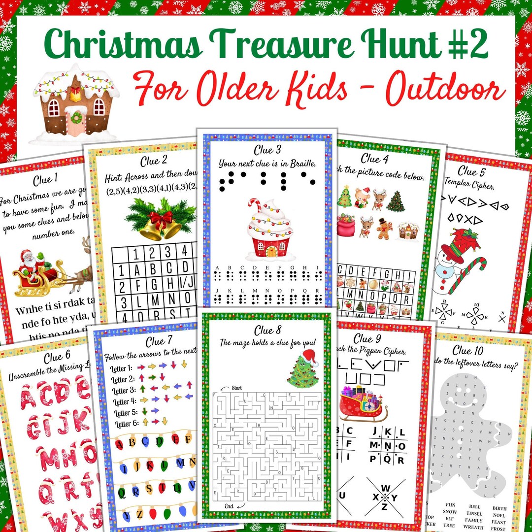 Outdoor Christmas Treasure Hunt, Letter From Santa, Outdoor Scavenger ...