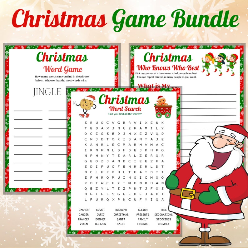 20 Printable Christmas Games Bundle, Holiday Party Activities (PDF) - Etsy