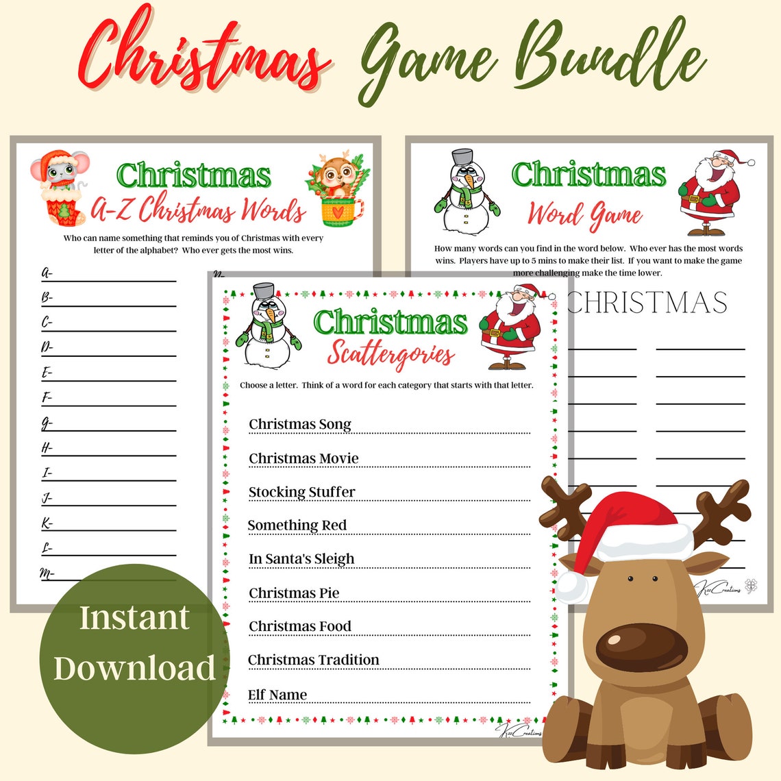 Christmas Game Bundle Printable Family Games Virtual Party - Etsy