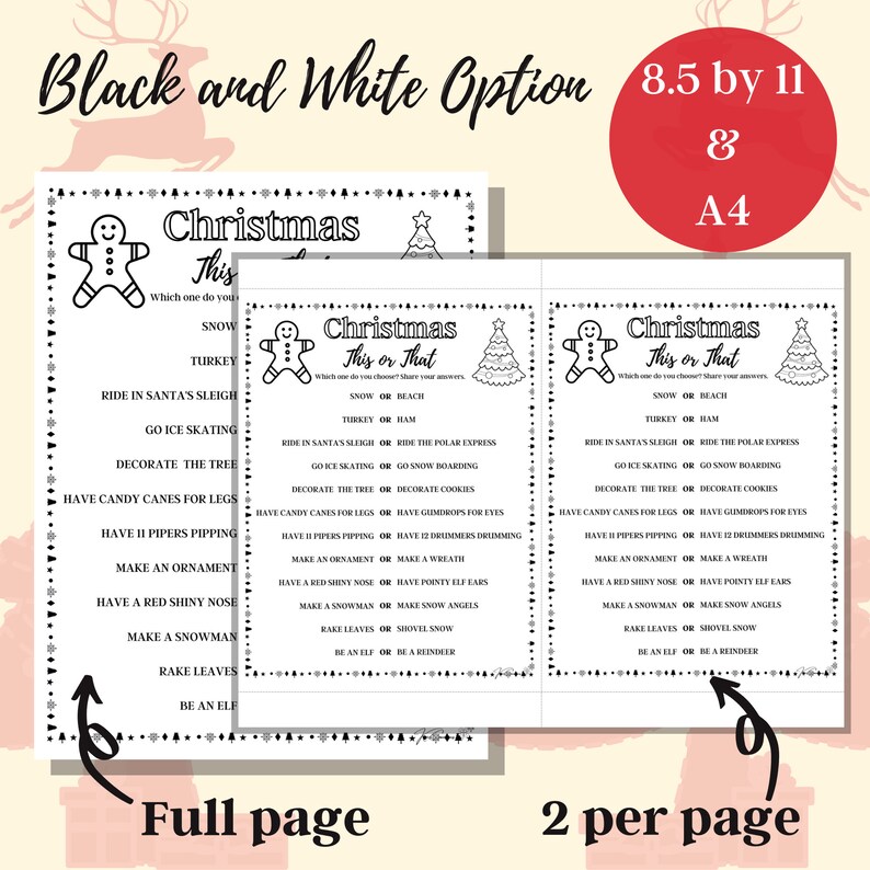 Christmas This or That Game Printable Family Game Activity - Etsy