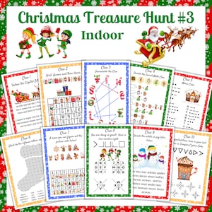 Indoor Christmas Scavenger Hunts, Letter From Santa, 3 Indoor Treasure ...