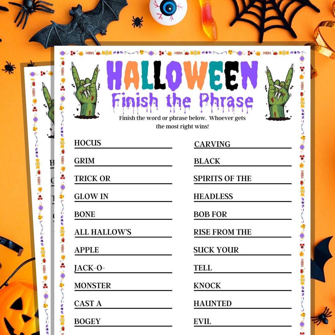 Halloween Finish the Phrase, Game for Kids, Game for Adults, Virtual ...