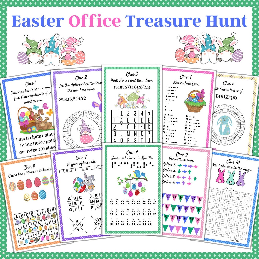 Easter Office Treasure Hunt, Indoor Scavenger Hunt, Easter Office Game ...