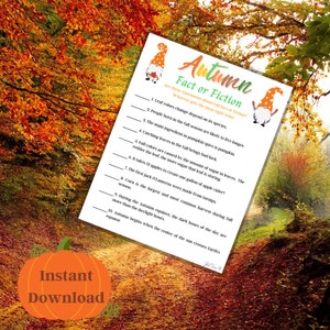 Autumn Fact or Fiction Game, Printable Fall Game, Autumn Activity for ...