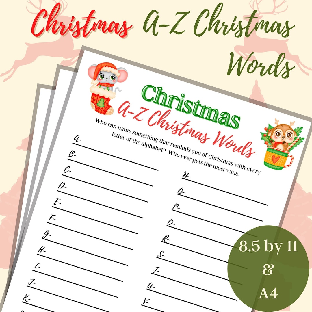 Christmas Game A-Z Christmas Words Family Game Party Game - Etsy
