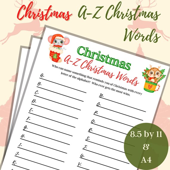 Christmas Word List Az