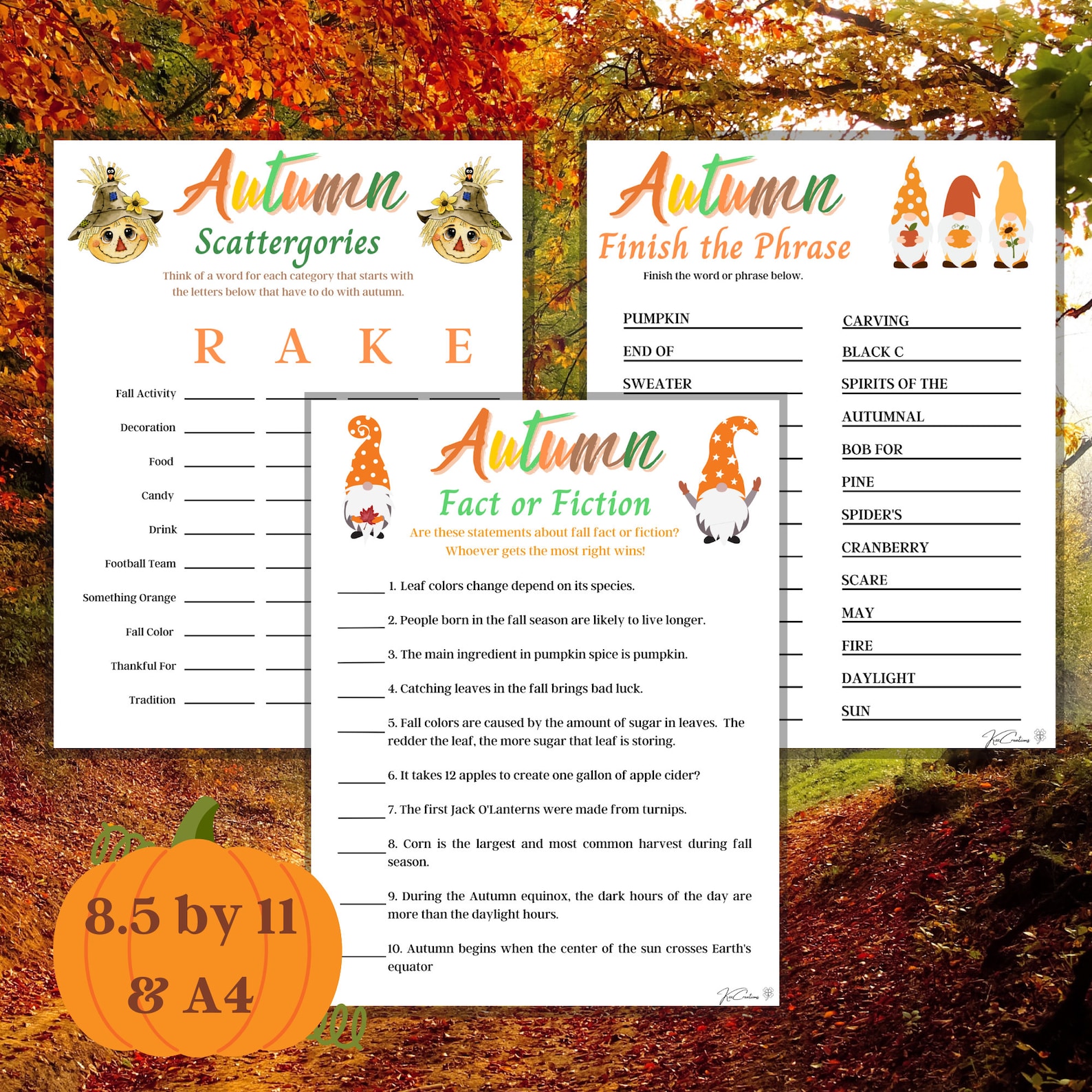 Fall Game Bundle 20 Printable Autumn Games Fall Time - Etsy