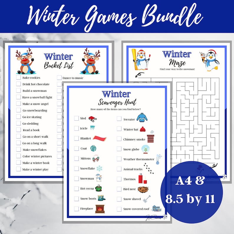 Winter Games Bundle Printable Family Games Fun for the Whole - Etsy